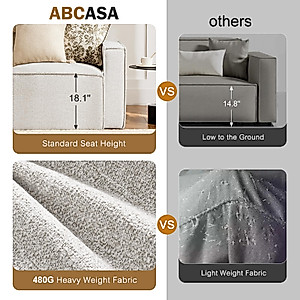 ABCASA Ottoman Module for Modular Sectional Couch, Square Storage Ottoman Footrest, Mix White/Grey