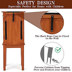 AVAWING Jewelry Cabinet Armoire with Top Flip Makeup Mirror, 5 Drawers&8 Necklace Hooks, Jewelry Storage Organizer with 2 Side Doors, Jewelry Armoire Box Chest with Top Organizer Compartment (Cherry)