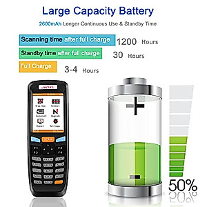 2D Wireless Barcode Scanner,JRHC Portable Inventory Scanner & Data Collector 2.4G Bar Code Reader Long Transmission Distance with 2.8 Inch LCD Screen for Werehouse,Library,Pharmacy,Supermarket,Store