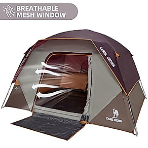 CAMEL CROWN Tents for Camping 4 Person Tent Waterproof Easy Setup Backpacking Tents with Floor Mats 3/4/5 Person Family Tent for Outdoor Hiking