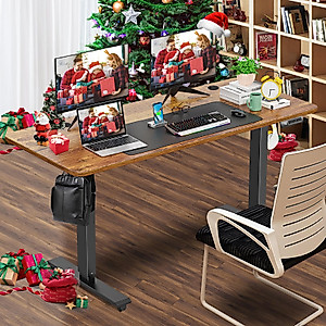 farexon 55 x 24 Inch Electric Standing Desk Adjustable Height, Sit-Stand Desk with Oversized Mouse Pad， Double Crossbeam Structure, Four Preset Heights, 27''-45'' Lifting Range Stand up Desk