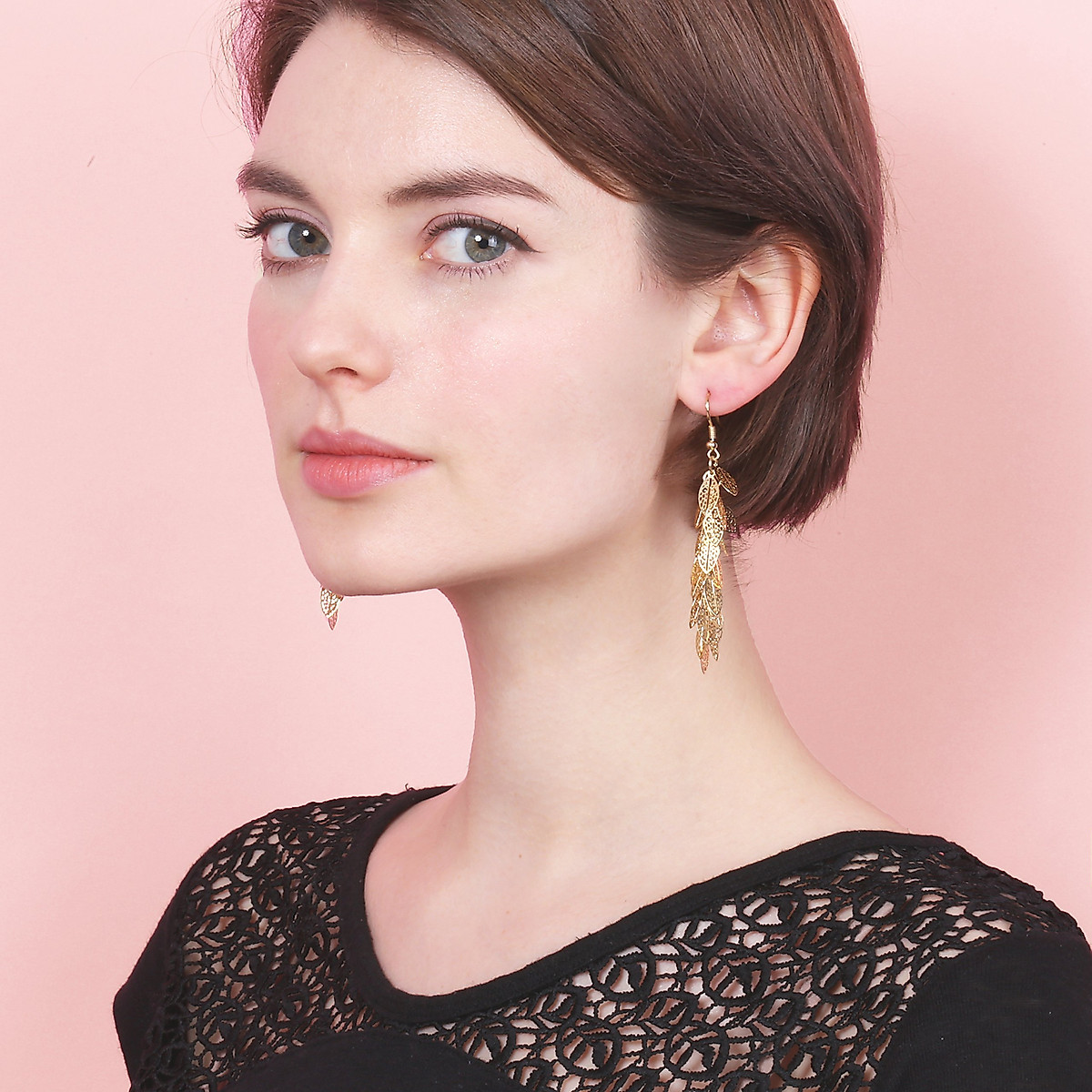 Bohemian Multi Layered Filigree Leaves Dangle Drop Long Statement Earrings