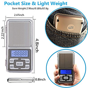 WOWOHE Food Travel Scale Portable Pocket Scale Gram Capacity 500g Degital Kitchen Small Miniature Scale Lab Measuring Scale High Precision