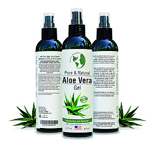 Earth's Daughter Organic Aloe Vera Gel from 100% Pure and Natural Cold Pressed Aloe - Great for Face - Hair - Acne - Sunburn - Bug Bites - Rashes - Eczema - 8 Oz.