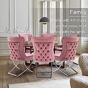 adochr Upgraded Dining Chairs, Modern Luxury Dining Chairs Set of 2, Premium Velvet Chairs, Accent Chairs with Stainless Steel Legs for Dining Living Room, Pink