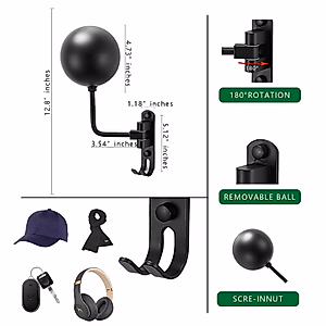 Yatuela Motorcycle Helmet Rack,2PCS Motorcycle Helmet Holder,Wall Mounted Hanger,Aluminum Alloy Helmet Stand for Motorcycle Bike Coats, Caps and Rugby Helmet