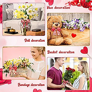 6 Rolls 30 Yards Valentine's Day Ribbons 2.5 Inches Hearts Love Red Wired Edge Ribbon Plaid Truck Burlap Ribbons Gift Wrapping Ribbon Fabric Ribbon for DIY Craft Wedding Party Wreath Bows Decoration