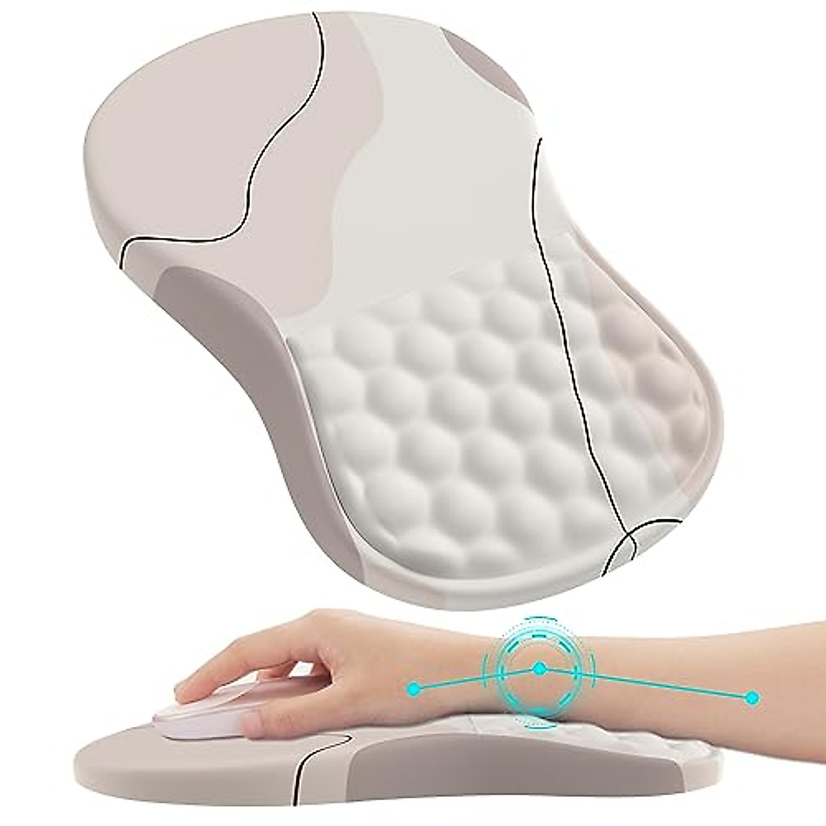 iCasso Ergonomic Mouse Pad Wrist Support, Wrist Rest, Comfortable Computer Gel Mouse Pad for Laptop, Memory Foam,Pain Relief Mousepad with Non-Slip PU Base for Office Home (Brown Art)