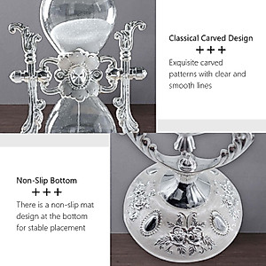 Hourglass Sand Timer Decorative,360° Rotating Metal White Sand Watch 30 Min,Antique Hour Glass Decor for Office Desk- Crafts,Gifts(B)