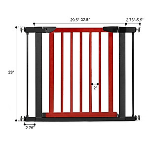 Costzon Baby Safety Gate, 29.5-38’’ Dog Gate for Doorways, Auto Close Pressure Mounted Fits Opening, Kit Easy Walk Through, Extendable Pets Gate Barrier for Stairs, Doorway, Kitchen (Coffee)