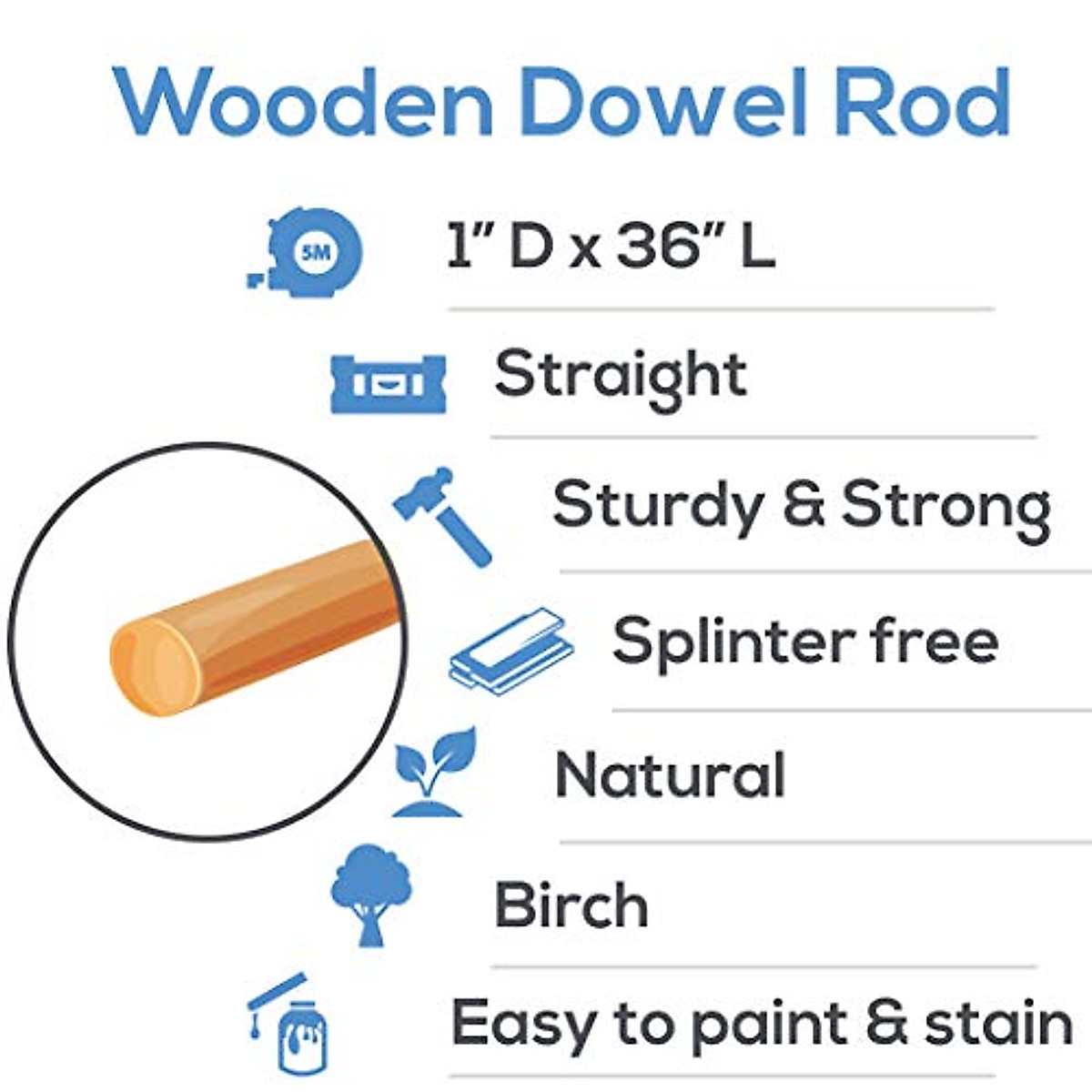 Dowel Rods Wood Sticks Wooden Dowel Rods - 1 x 36 Inch Unfinished Hardwood Sticks - for Crafts and DIYers - 2 Pieces by Woodpeckers