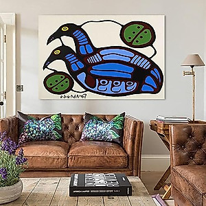 Norval Morrisseau Prints Blue Loons Poster Canvas Art Poster And Wall Art Picture Print Modern Family Bedroom Decor Posters 16x24inch(40x60cm)
