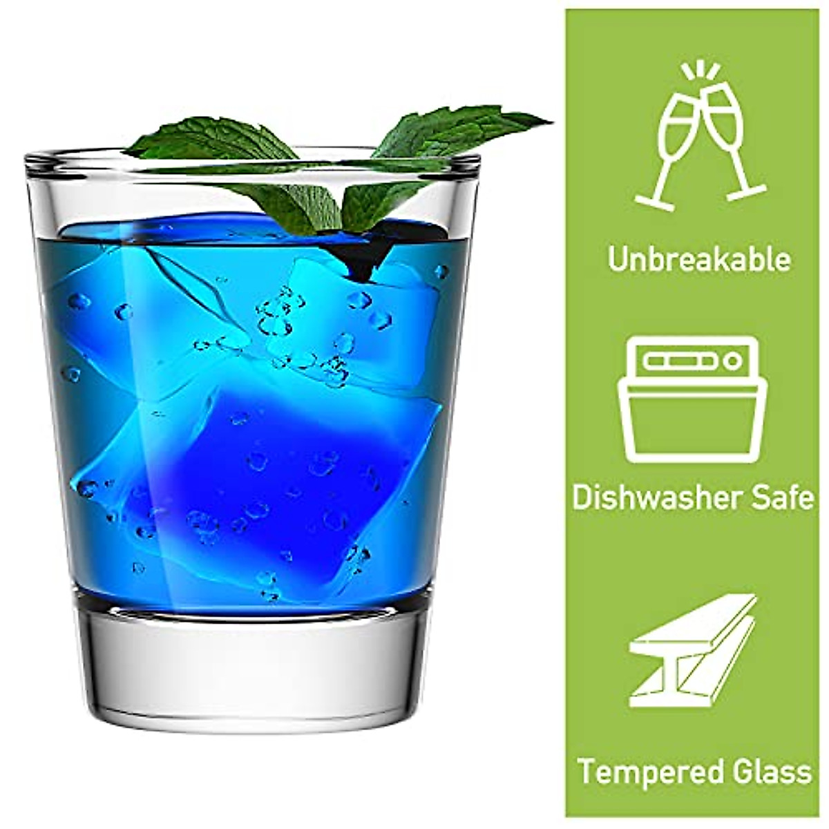 Aoeoe 30 Pack Heavy Base Shot Glass Set, 1.5 oz Whiskey Shot Glasses, Clear Shot Glasses Bulk, Small Shot Glasses, Round Espresso Shot Glass, Glass Cups for Vodka, Whiskey, Tequila, Espresso, Liquor