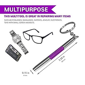Eyeglass Repair Screwdriver Kit Keychain-2PCS 3 in 1 Colorful Mini Precision Screwdriver with Keychain-Eyeglass, Sunglass, Watch, Jewelry, Electronics, Toy Repair Kit (PURPLE)