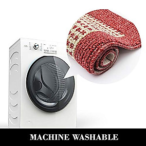 COSY HOMEER 28X18 Inch Washable Kitchen Rug Mats are Made of Polypropylene Square Rug Cushion Which is Anti Slippery and Stain Resistance,Red