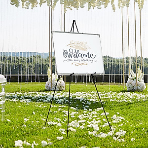 JULEHUI Easel Stand for Display Wedding Sign & Poster - 63 Inches Tall Easels for Display Holder - Collapsable Portable Poster Easel - Floor Adjustable Metal Easel Tripod