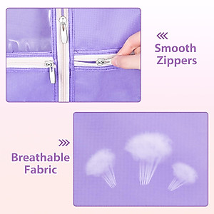 MISSLO Dance Garment Bags for Dancers 40" Hanging Dance Costume Garment Bag Kids Garment Bags with 3 Zippered Pockets Storage for Girls Competition, Travel, 3 Packs, Purple