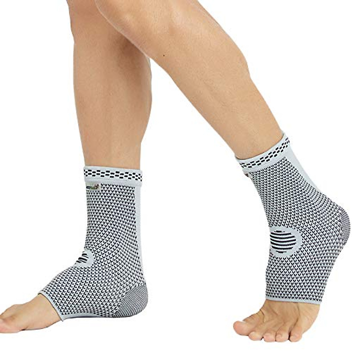 NeoTech Care Ankle Support Brace - Breathable - Men, Women, Right or Left - Gray (Size L, 1 Pair)
