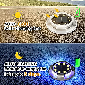 8 Pack Solar Driveway Lights Dock Lights LED Wireless IP67 Waterproof Outdoor Warning Step Lights Marker Lights for Driveway Sidewalk Steps Garden Pathway Yard