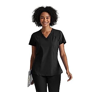 BARCO One 5105 4 Pkt V-Neck Princess Perforated Panel (Black, Medium)