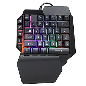 One Handed RGB Mechanical Gaming Keyboard, Computer Mechanical Gamer Keypad Portable Mini Single Keyboard for PUBG Gaming with Eye Catching Lighting