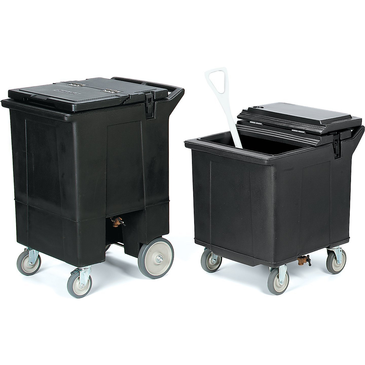 Carlisle FoodService Products Cateraide Tall Ice Caddy Insulated Ice Carrier with 4 Swivel Casters for Catering, Bar, And Restaurants, Plastic, 125 Pounds, Black