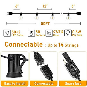 Afirst LED Outdoor String Lights 50FT with 52 Bulbs Shatterproof Weatherproof Globe String Lights for Patio Backyard Garden Party Lighting