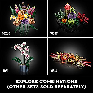 LEGO Icons Dried Flower Centerpiece 10314 Botanical Collection Crafts Set for Adults - Artificial Flowers with Rose and Gerbera, Table or Wall Decoration, Home Décor