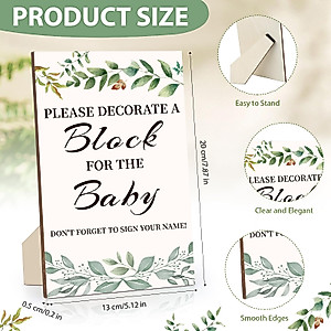 wookidel Baby Shower Game Sign Kit with 50 Blank Wooden Baby Blocks, 24 Acrylic Paint Marker and Wooden Baby Shower Sign, Baby Shower Game Set for Baby Shower Prize, Gender Reveals Party(Woodland)