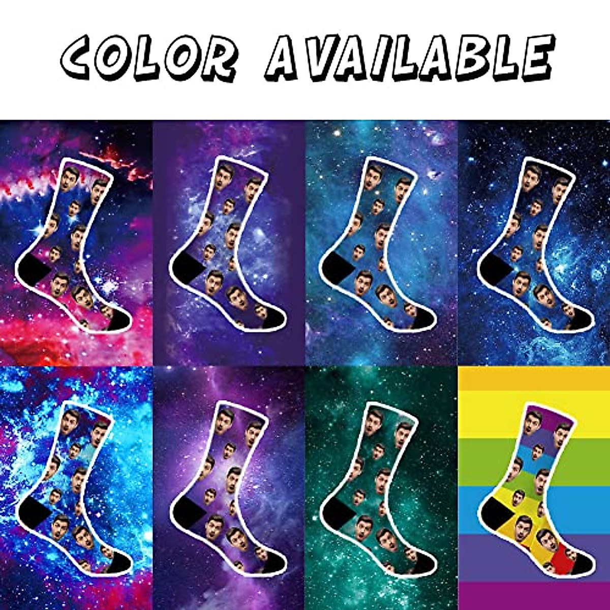 Jecivila Custom Face Socks with Photo, Personalized Funny Crew Sock - Print Your Picture, Customized Fun Gifts for Men Women