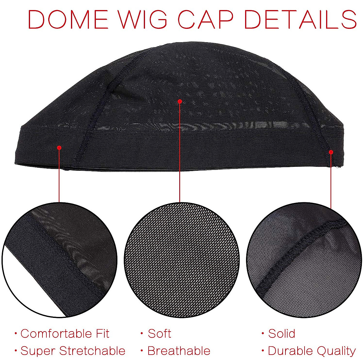 Tatuo 5 Pack Dome Caps Stretchable Spandex Wig Caps for Men Women(Clear Blank)