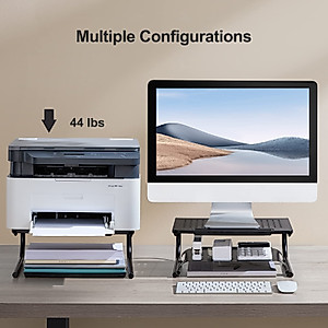 LORYERGO Monitor Stand, Monitor Riser, Computer Stand with Media Solt, Laptop Riser with Vents, 2 Tier Monitor Stand Riser with Storage for Printer/PC, Desktop Stand Organizer - Office & Home
