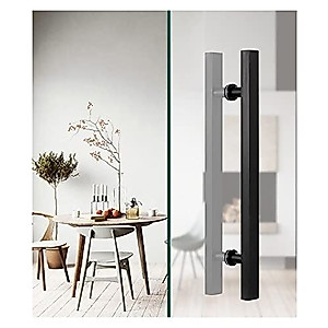 Heavy Duty Commercial Sliding Glass Barn Door Handle Pull, H-molding Contemporary Interior Exterior Door Pull Push Handles, 20/23/32/47/59inch Long, Back-to-Back Mount (Matte Black 120cm/47.2in)