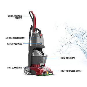 Hoover, Red Power Scrub Deluxe Carpet Cleaner Machine, Upright Shampooer, with Storage Mat, FH50150B