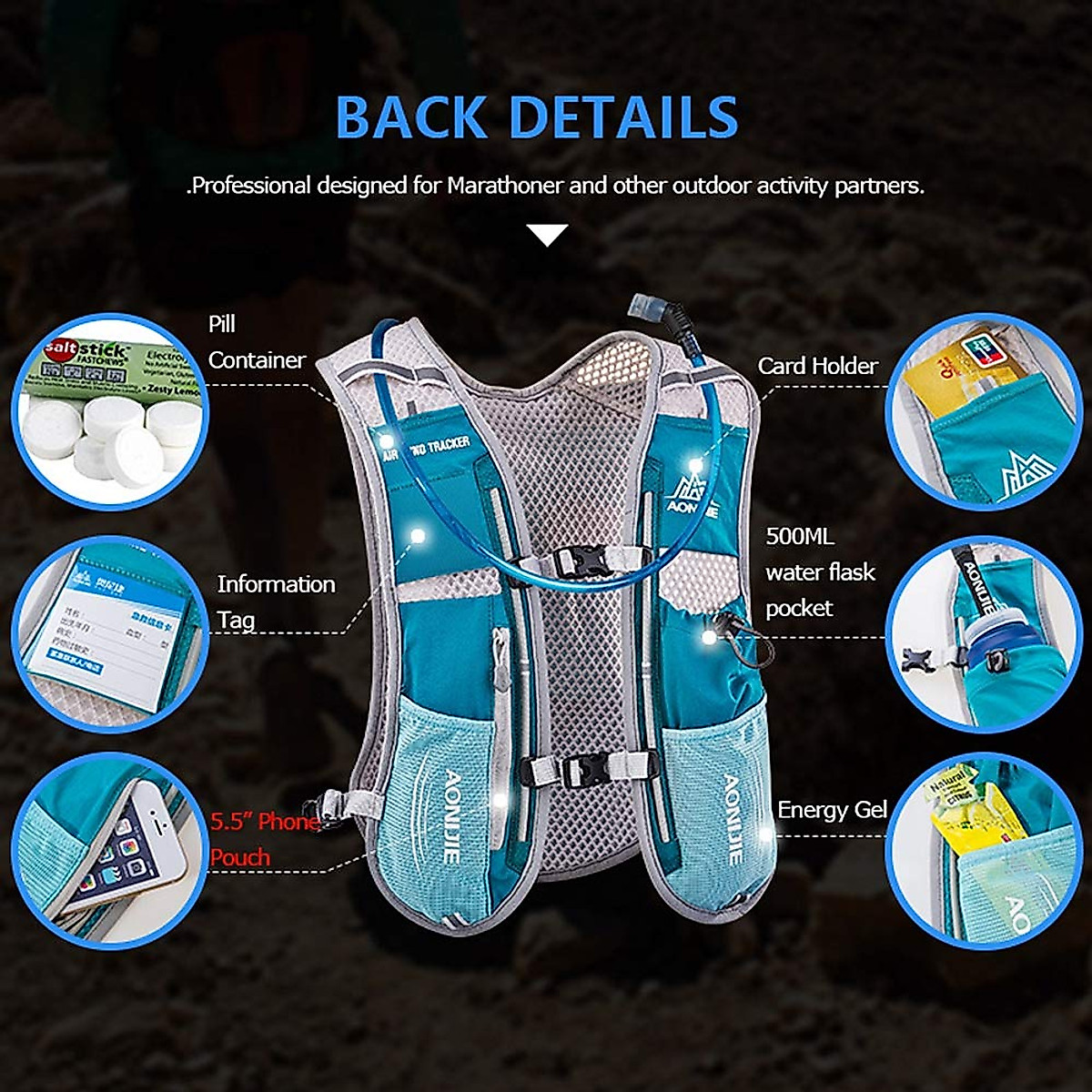 Aonijie Hydration Vest Pack Backpack 5L Marathoner Running Race Hydration