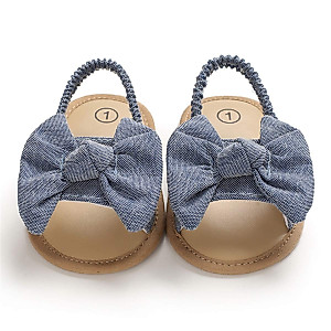 COSANKIM Infant Baby Girls Summer Sandals with Flower Soft Sole Newborn Toddler First Walker Crib Dress Shoes(6-12 months infant 13 Jeans)