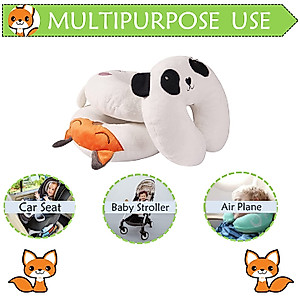 Little Grape Land Kids Travel Pillow 3-8 Y/O - Travel Essentials for Kids Road Trip,Soft Memory Foam Neck Pillows for Airplane,Car Seat,Traveling for Boys/Girls - Orange Fox