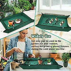 Anglekai Oxford Fabric Plant Repotting Mat 43.3" x 29.5", Waterproof Gardening Transplanting Potting Mat for Indoor, with 7Pcs Succulent Plant Tools Kit with Tarp Mat for Plant