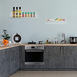 display4top Clear Acrylic Shelf, Floating Wall Mounted Bookshelf for Collections Plant Kids Book in Office Bedroom Living Room, Set of 2(12"& 16")