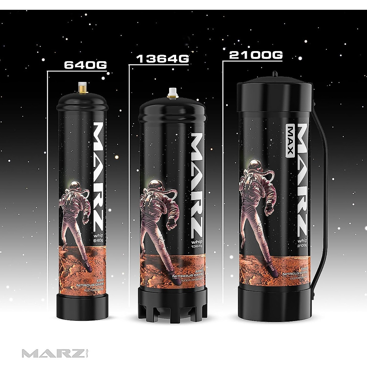 Marz Premium Whipped Cream Charger (2 Cylinders) 680g 1.1L - Food Grade Nitrous Oxide Tank Pure Flavored N2O Chargers - For Any Standard Whipping Cream Dispenser