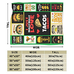 Cartoon Taco Throw Blankets for Girls Women Just Girl Who Loves Tacos Blanket Soft Warm Flannel Fleece Funny Cute Food Throws Plush Stuffed Animal Gifts for Kids Adults for Bed Bedding Decor 50"x40"
