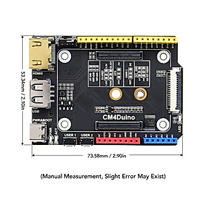 CM4 Duino Expansion Board for Raspi, 4K 30FPS Multiple Ports Stable Performance Compute Module 4 Expansion Board, Simple Install USB m Key Interface