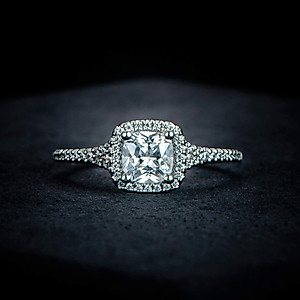 HAFEEZ CENTER 1 Carat Cushion Cut Moissanite Rings For Women Engagement Rings For Women Moissanite Ring (8, Moissanite)