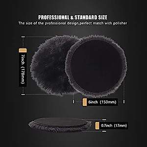 Wool Polishing Buffing Pad, SPTA 6 Pcs 6 Inch 150mm Polishing Buffing Wheel for Drill Buffer Attachment with 5/8"-11 Drill Adapter Compound Cutting & Polishing for Car Polisher
