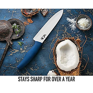 Vos Ceramic Knife Set, Ceramic Knives Set For Kitchen, Ceramic Kitchen Knives With Peeler, Ceramic Paring Knife 4", 5", 6", 7", 8" Inch Blue