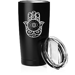 Smooth Body Tumbler Stainless Steel Vacuum Insulated Travel Mug Cup Gift Evil Eye (Black, 20 oz)