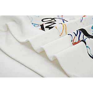 YININF Mens Hipster Hip Hop Hoodie Print Hooded Pullover Sweatshirt(W888 White XL)