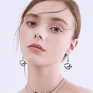 Menglisi2 Pairs Dice Earring Contracted Sieve Disco Dancing Earrings Punk Resin Black White Cube Dice Casino Drop Earrings Funny Geometric 3D Dice Dangle Earrings for Women Girl