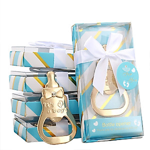 16 Pack Baby Shower Party Favors Botttle Opener for Guest,Baby Shower Souvenir Baby Shower Favors for Boy Bottle Opener for Birthday Keepsake Creative Party Decoration (Blue, 16)