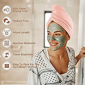 HOMEXCEL Microfiber Hair Towel for Women,3 Packs Hair Turbans for Wet Hair,Super Absorbent Hair Drying Towel Wrap with Double Button for Curly,Longer,Thicker Hair Anti Frizz- 10X 26 Inch